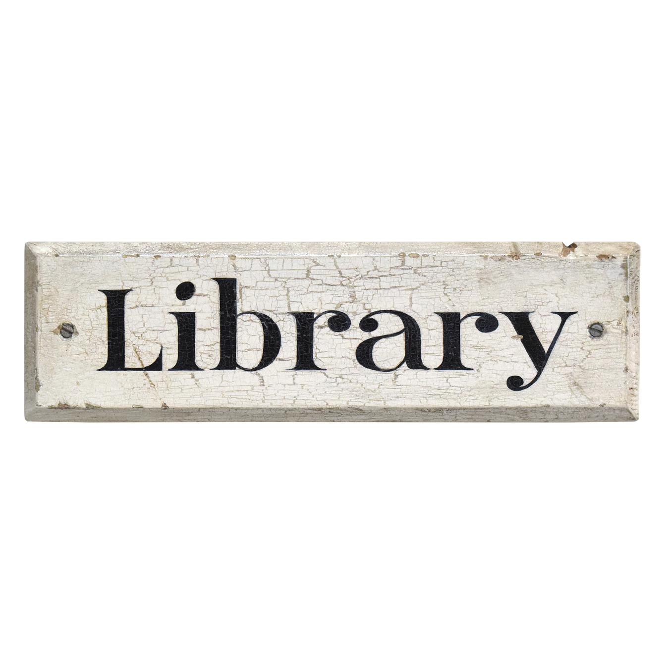 Black & White Painted Wooden Door Sign: Library – The Vintage Wall